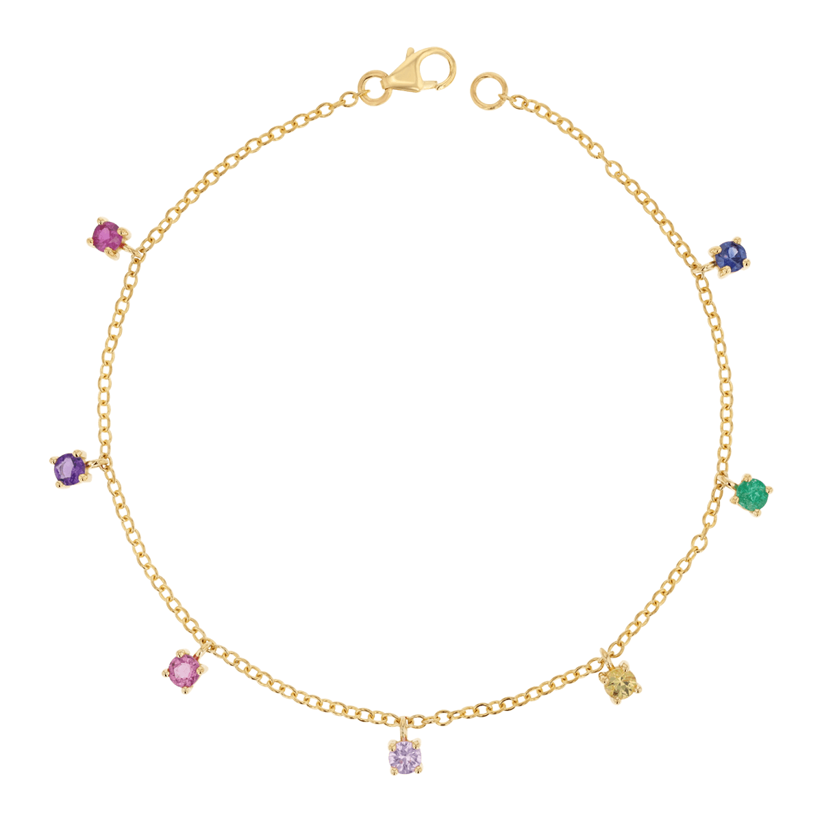 14K Gold Rainbow Gemstone Drop Bracelet – Baby Gold