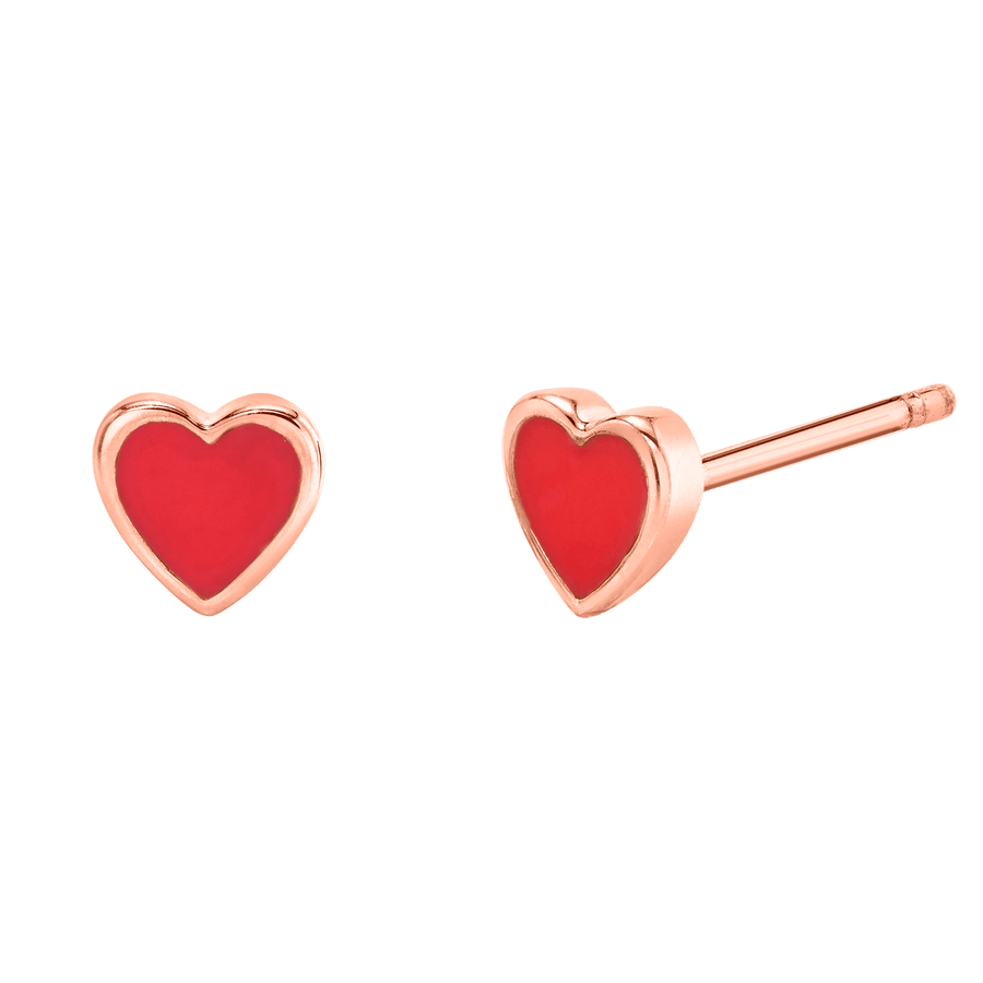 Enamel Heart Shape Studs – Baby Gold