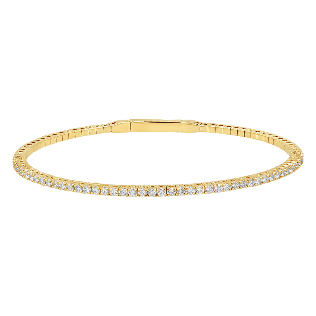 14K Gold Flexible Diamond Tennis Bangle Bracelet – Baby Gold