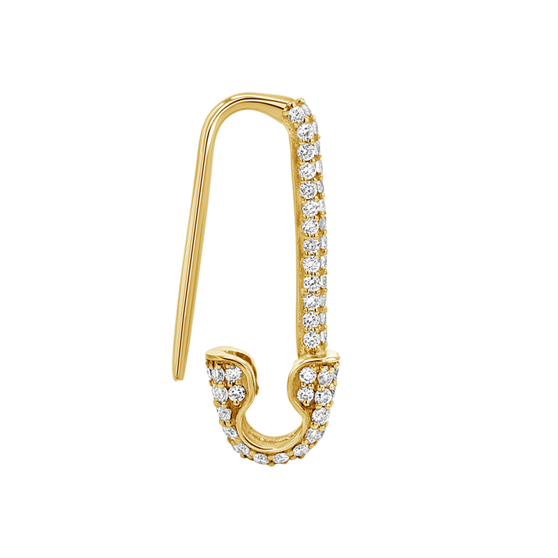14K Gold Diamond Safety Pin Earrings – Baby Gold