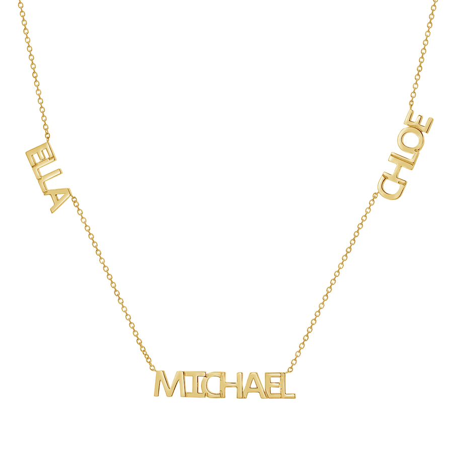 14K Gold Multi Block Letter Name Necklace – Baby Gold