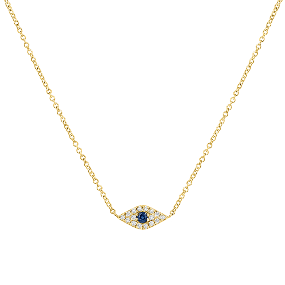 Pave Diamond Evil Eye Necklace – Baby Gold