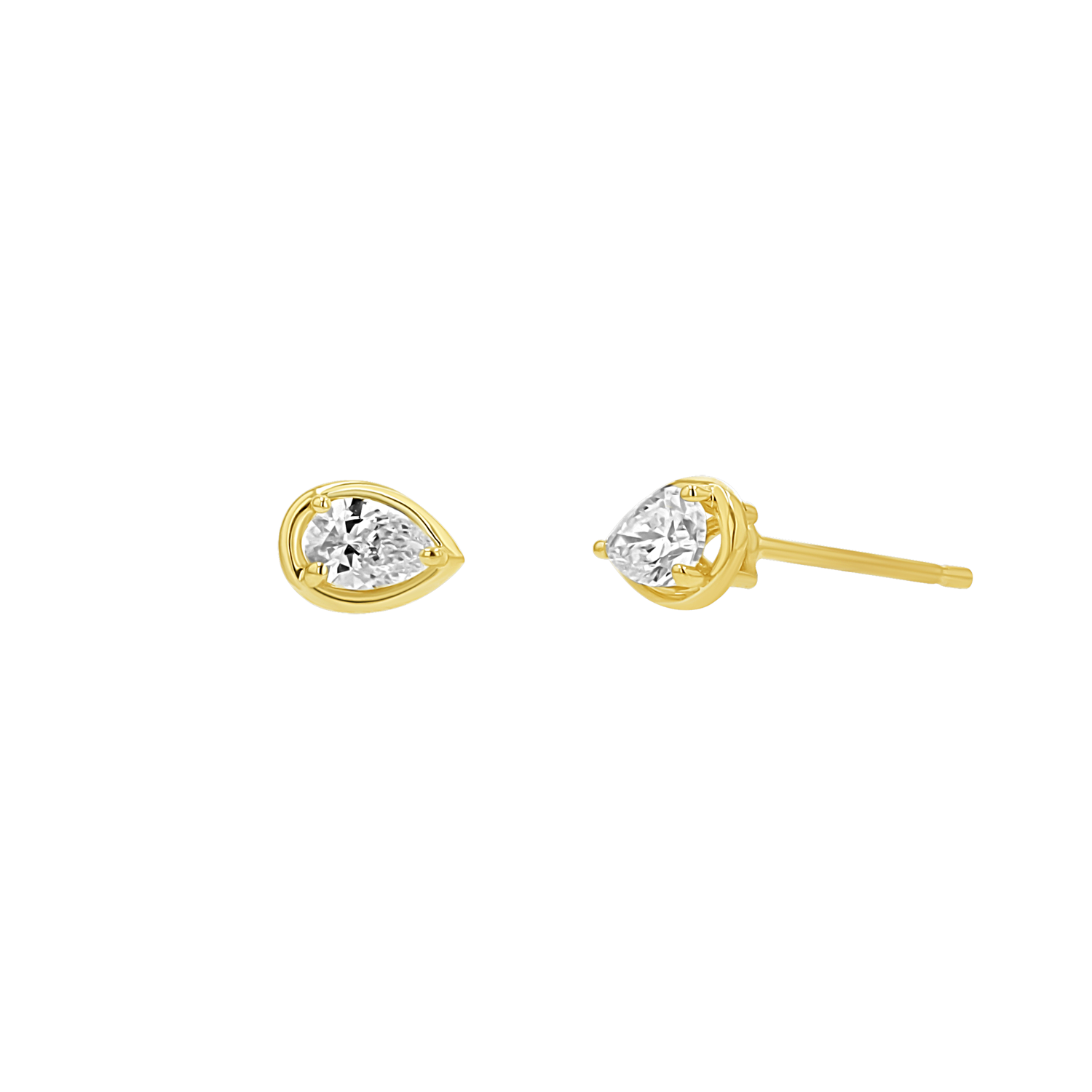 14K Gold Pear Diamond Stud Earrings – Baby Gold