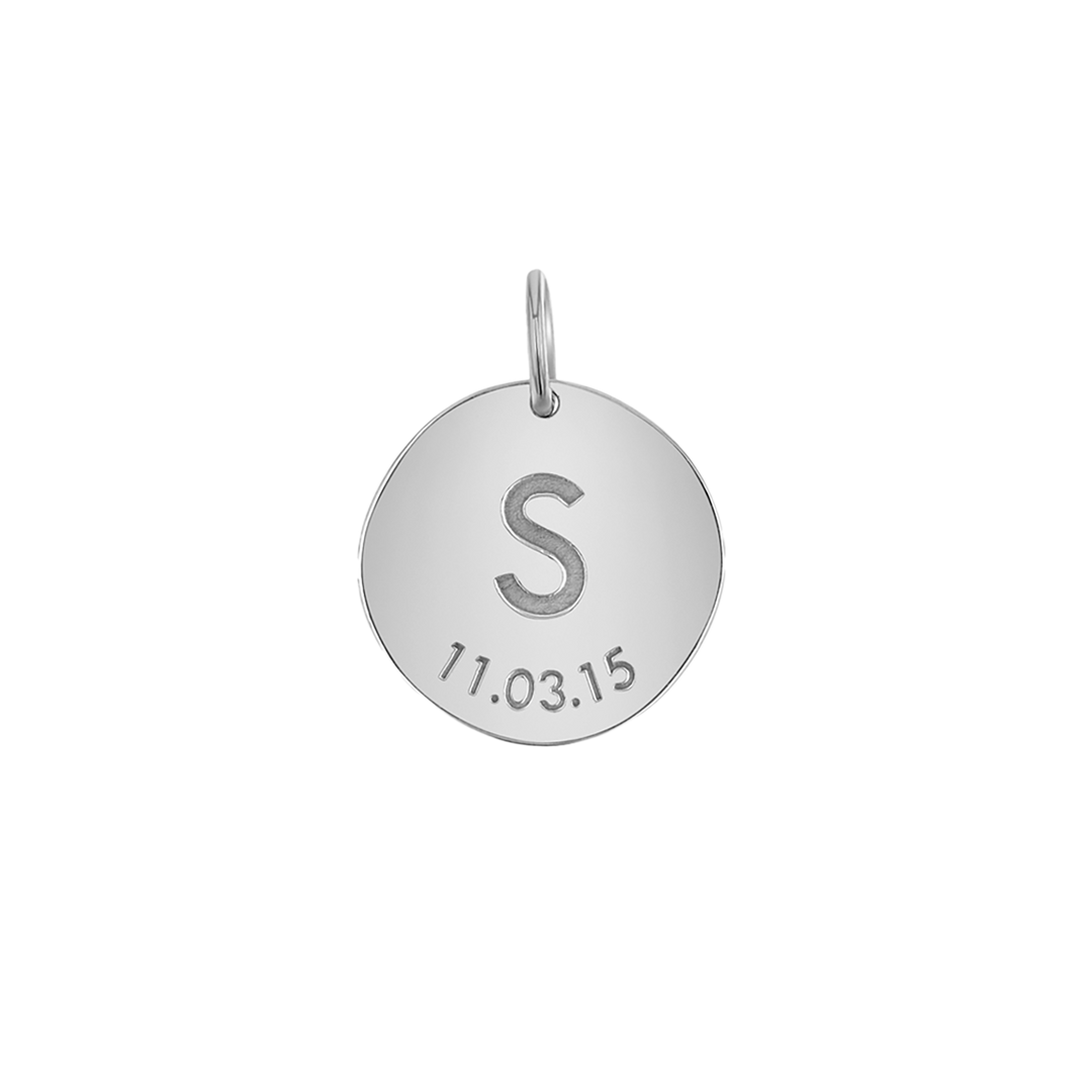 14K Gold Engravable Initial & Date Charm – Baby Gold
