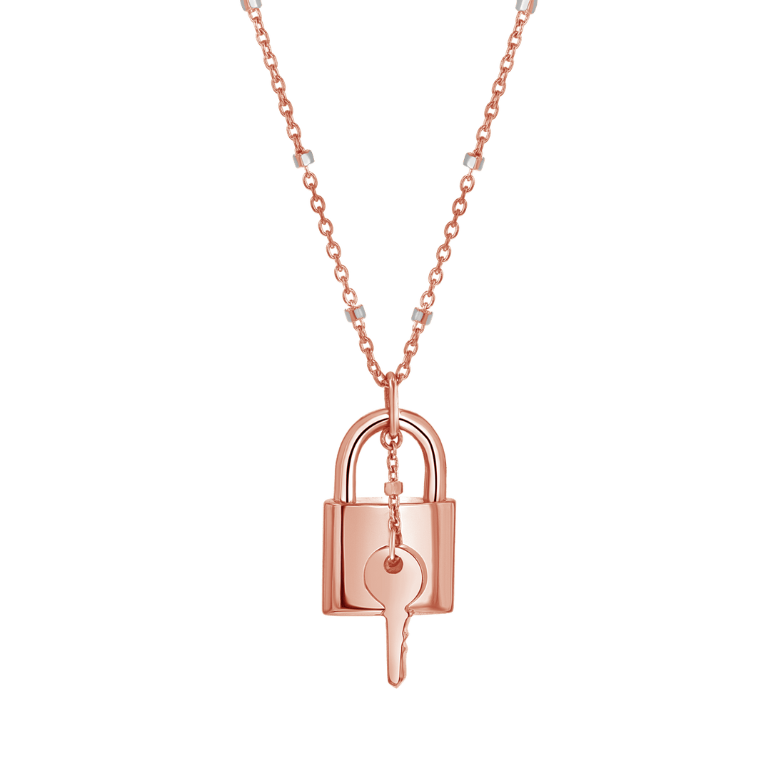 14K Gold Love Padlock and Key Sparkle Chain Necklace – Baby Gold