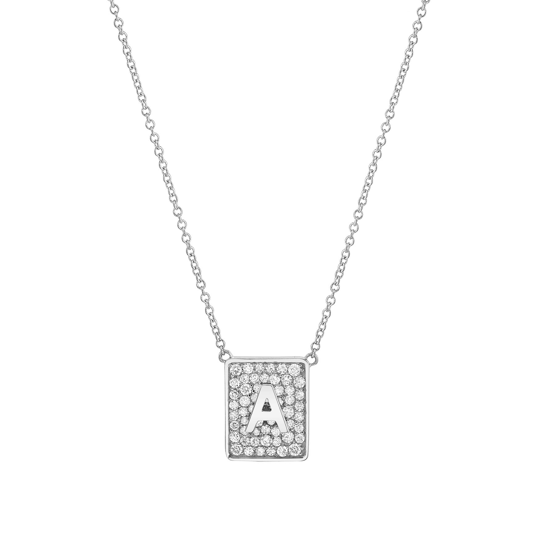 14K Gold Square Diamond Initial Necklace – Baby Gold