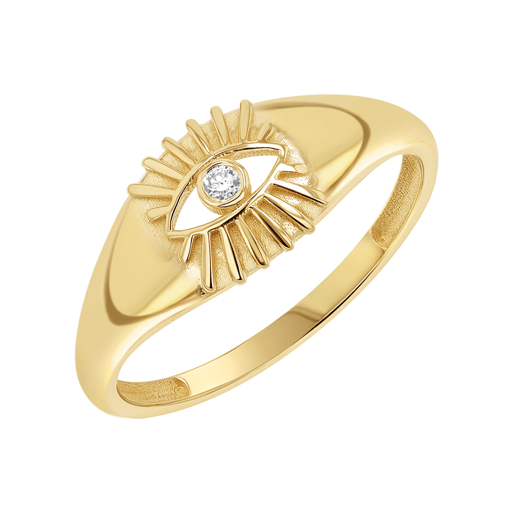 14K Gold Sunbeam Evil Eye Ring – Baby Gold